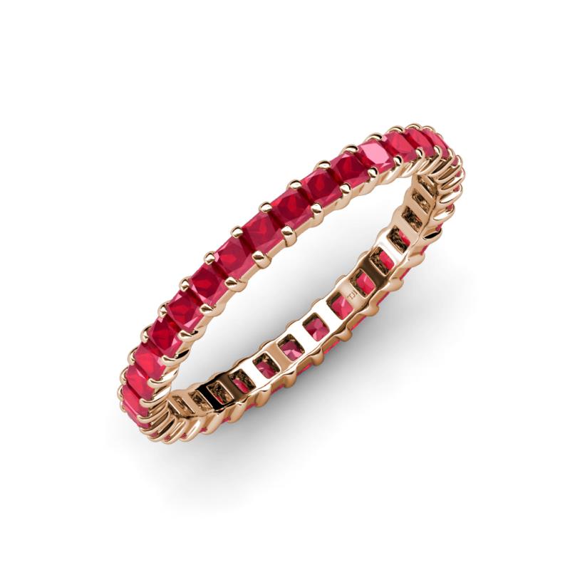 Princess Cut Ruby Womens Eternity Ring Stackable 2.25 ctw* 14K Gold JP ...