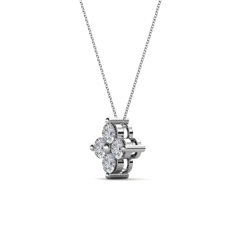 Diamond Four Stone Womens Floral Pendant Necklace 0.28 ctw 14K White ...