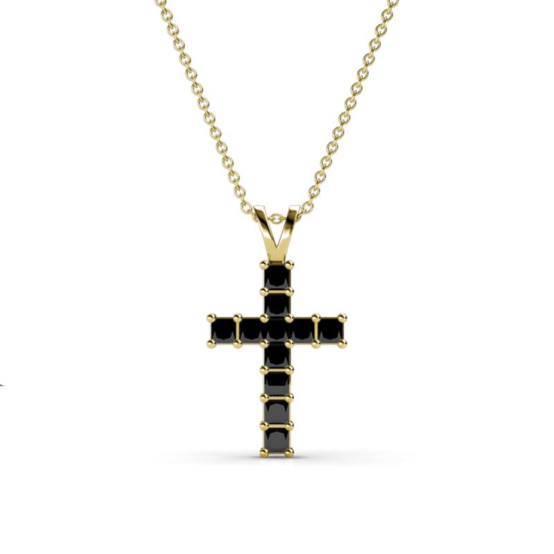 Ethel Princess Cut (2.25 mm) Black Diamond 1 ctw Womens Cross Pendant ...