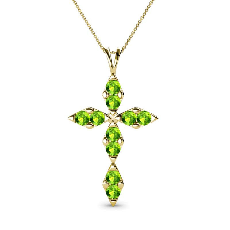 Peridot Womens Cross Pendant Necklace 1/2 ctw 14K Yellow Gold.Included ...
