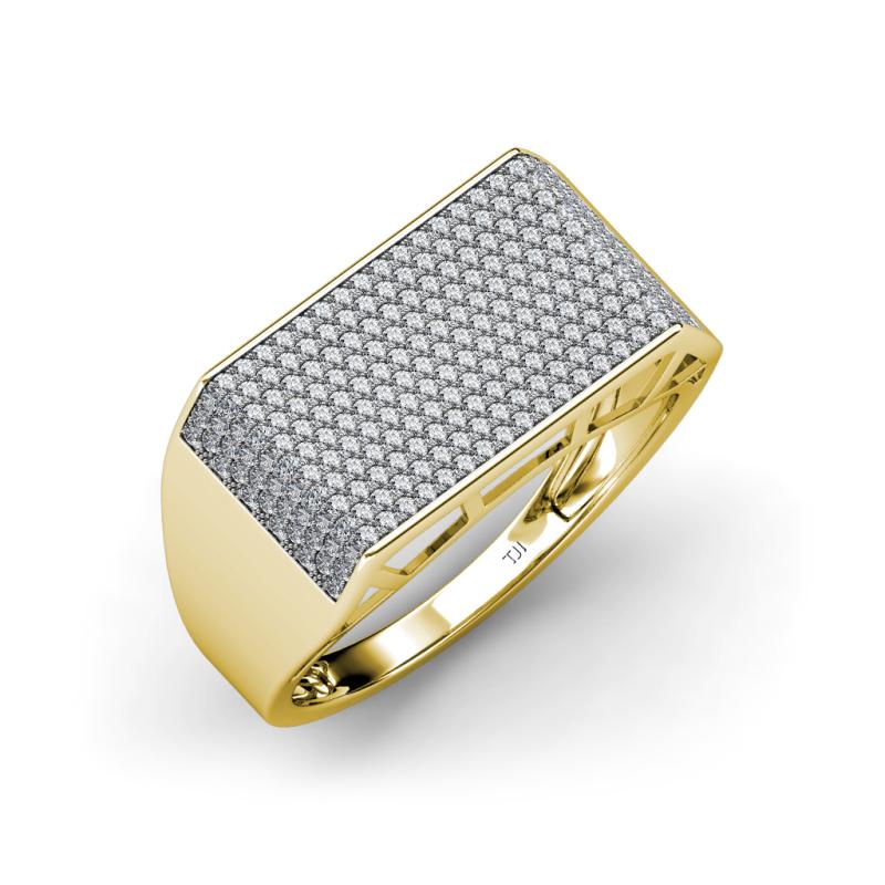Diamond Men Ring with Side Gallery Work 0.53 ct tw in 10K Yellow Gold ...