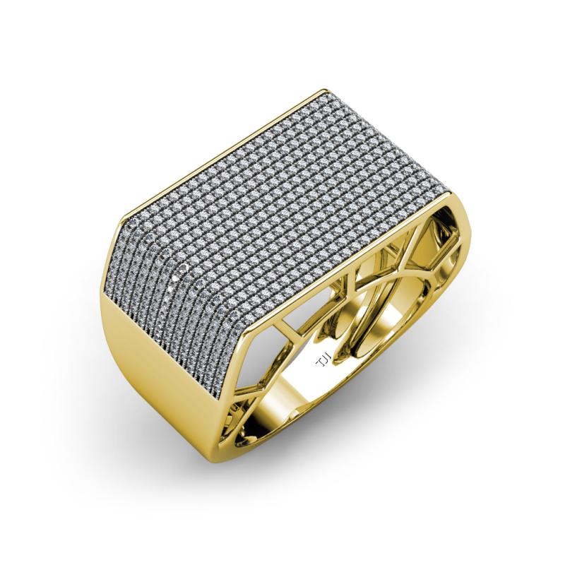 Diamond Men Ring with Side Gallery Work 0.93 ct tw in 10K Yellow Gold ...