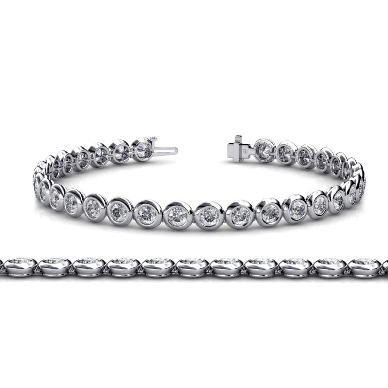 Diamond Bezel Set Tennis Bracelet (SI2-I1, G-H) 5.12 ct tw in 14K White ...