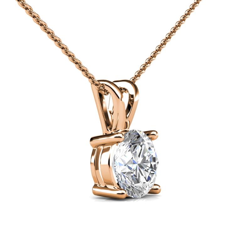 Double Bail Diamond Solitaire Pendant 0.55 ct in 14K Rose Gold.Included ...