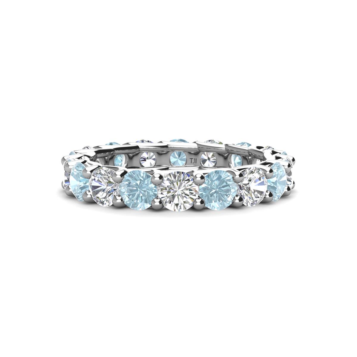 Aquamarine and Diamond Womens Eternity Ring Stackable 3.24 ctw* 18K ...