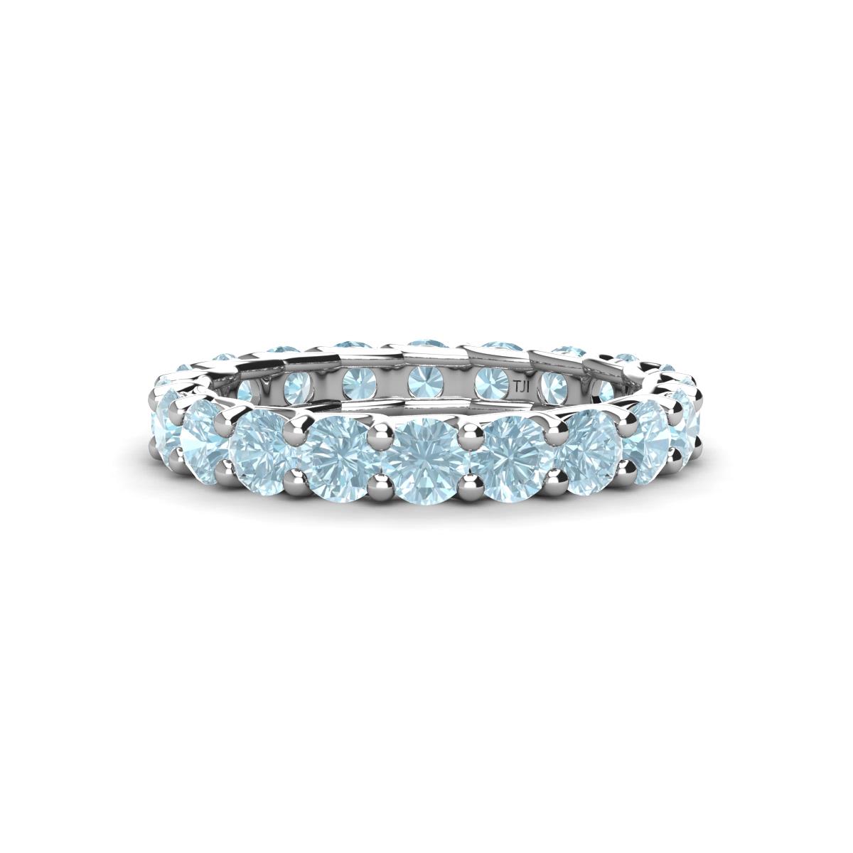 Aquamarine Womens Eternity Ring Stackable 2.66 ctw* 14K White Gold ...